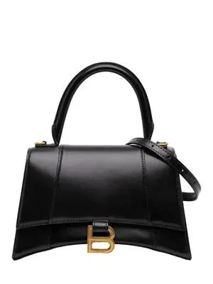 Balenciaga Balenciaga Small Shiny Box Calfskin Hourglass Top Handle Satchel Black