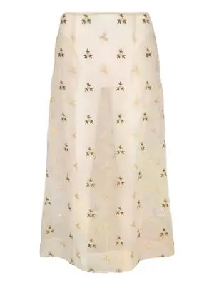SIMONE ROCHA Simone Rocha Rosebud Embroidered Tulle Midi Skirt