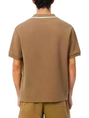 Lacoste Logo-patch V-neck Polo Shirt - Neutrals