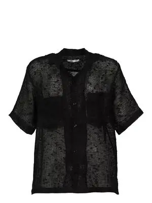 CMMN SWDN Dexter Mesh-knit Shirt - Black