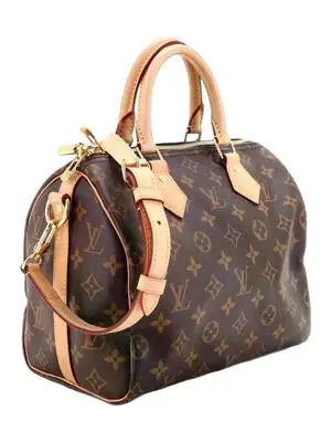 LOUIS VUITTON Speedy Bandouliere Bag Monogram Canvas Satchel - Brown