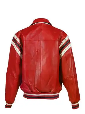 PELLE PELLE Stud-embellished Varsity Jacket - Red
