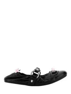 Balenciaga Leather City Ballerinas - Black