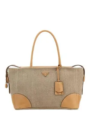 Prada Canvas Shopping Bag - Brown
