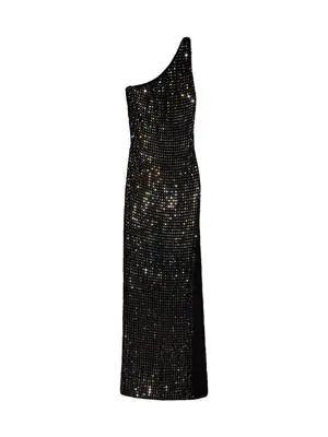 Gucci Long Jersey Dress With Crystal Embroidery - Black
