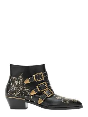 Chloé Susanna Studded Lamb Nappa Ankle Boots - Black