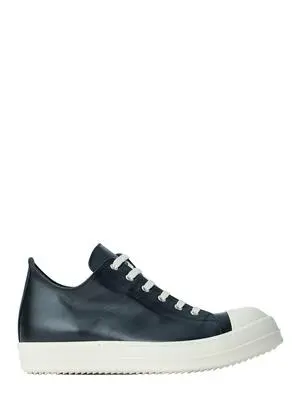 Rick Owens Leather Low-top Sneakers - Black