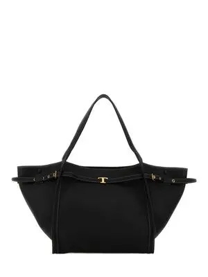 TOD'S Leather Tim Shopping Bag - Black