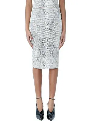 Alexander Wang Snake-print Embossed Midi Skirt - White