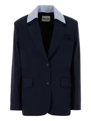 Miu Miu Virgin Wool Tailored Jacket - Blue