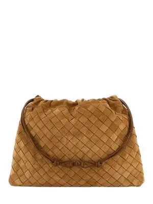 Bottega Veneta Suede Medium Clutch - Brown