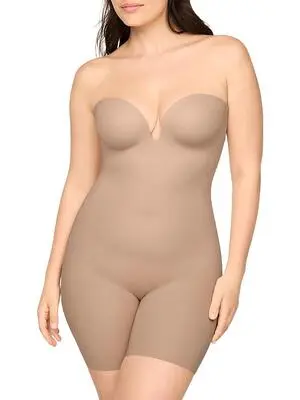 Spanx Suit Your Fancy Strapless Mid-thigh Bodysuit - Chai
