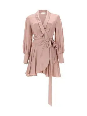 Zimmermann Silk Wrap Mini Dress - Pink