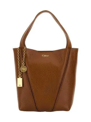 Chloé Leather Small Spin Shopping Bag - Brown