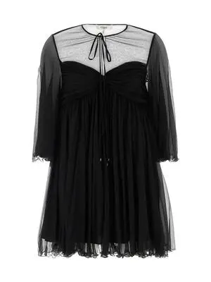 Chloé Silk Georgette Mini Dress - Black