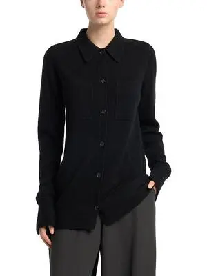 TOTEME Cashmere Button Front Shirt - Black