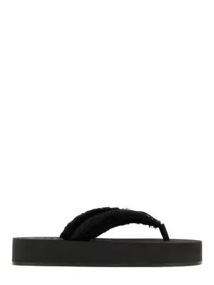 Balenciaga Satin Jet Leg Thong Slippers - Black