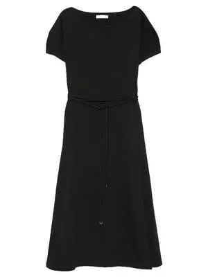 LEMAIRE Heavy Cotton Jersey Belted Midi Dress - Black
