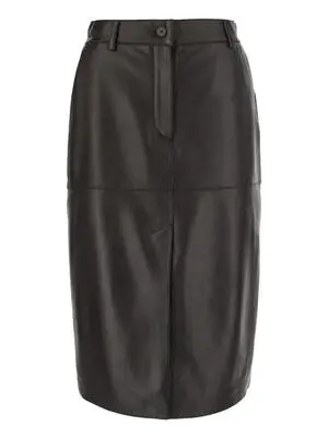 PAROSH Leather Trousers - Brown