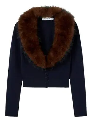 SELF-PORTRAIT SELF PORTRAIT Faux Fur Trimmed Cardigan