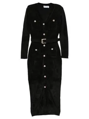 SELF-PORTRAIT Chenille Long Dress - Black