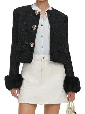 SELF-PORTRAIT Bouclé Jacket - Black