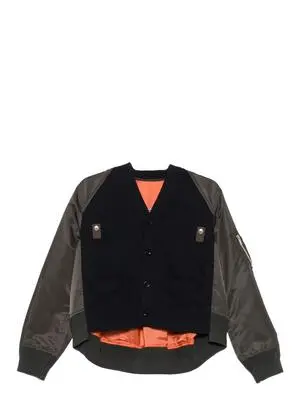 Sacai Cotton And Nylon Cardigan - Blue