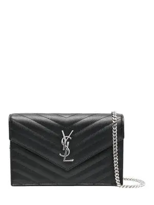 Saint Laurent Chevron Leather Envelope Clutch Bag - Black