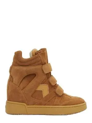 Isabel Marant Étoile Calf Leather High-top Wedge Trainers - Brown