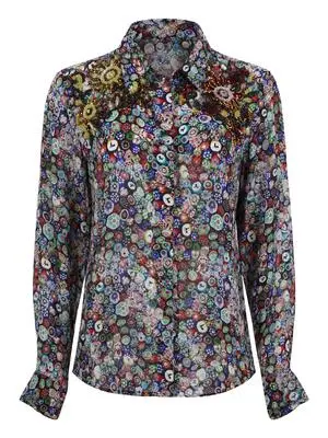 Dries Van Noten Camicia In Viscosa Ricamata - Multicolour