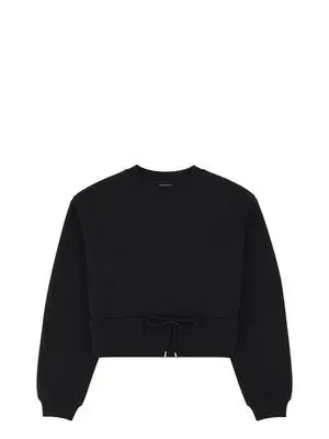 Dries Van Noten Cropped Sweatshirt With Drawstring - Black