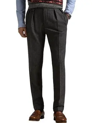 Polo Ralph Lauren Pleated Wool Regular Fit Flannel Trousers - Medium Grey