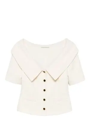 Alessandra Rich Bouclé Tweed Jacket - Cream