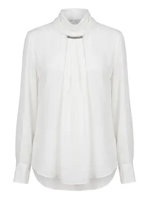 Brunello Cucinelli Silk Crêpe De Chine Blouse - Multicolor