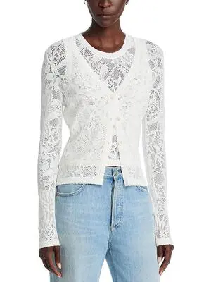 TOCCIN Annabelle Long Sleeve Lace Cardigan - Optic