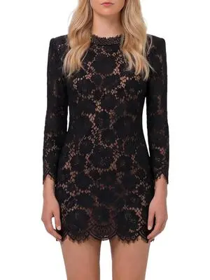 SELF-PORTRAIT Lace Mini Dress - Black