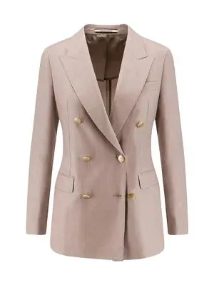 Tagliatore Parigi Virgin Wool, Silk And Linen Double-breasted Blazer - Multicolor