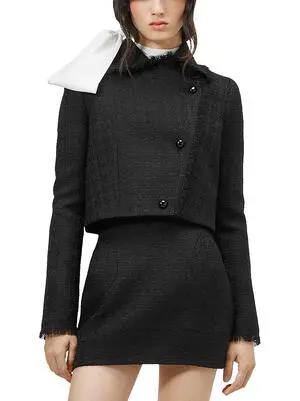 Alexander McQueen Wool-blend Light Tweed Jacket - Black