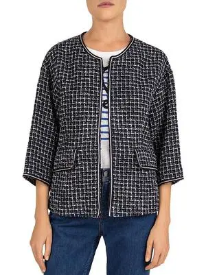 Gerard Darel Agostina Tweed Jacket With Trim - Blue
