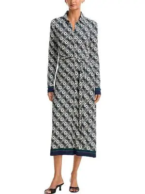 Casablanca Print Tie Waist Jersey Dress - Check Monogram