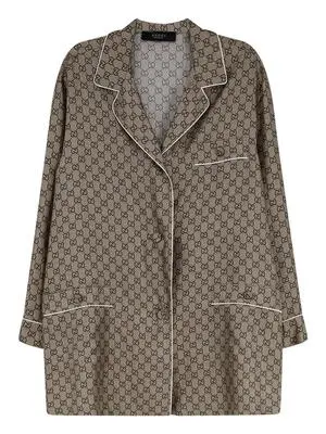Gucci Silk Shirt With Gg Print - Multicolor