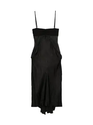 Rick Owens Cupro Blend Spaghetti Strap Dress - Black