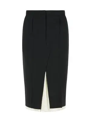 Marni Virgin Wool Midi Skirt With Exposed Lining - Black