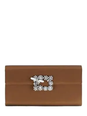 ROGER VIVIER Efflorescence Satin Clutch - Brown