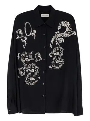 Dries Van Noten Casia Shirt With Rhinestones - Black