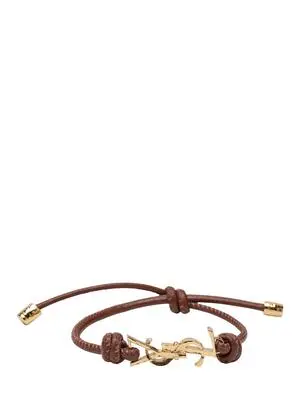 Saint Laurent Cassandre Leather Cord Bracelet - Brown