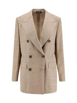 Dolce & Gabbana Viscose And Linen Double-breasted Blazer - Multicolor