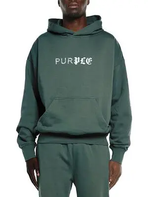 PURPLE BRAND Old English Logo Graphic Cotton Hoodie - Green