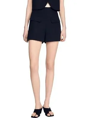 Sandro Lavandie Wool Shorts - Black