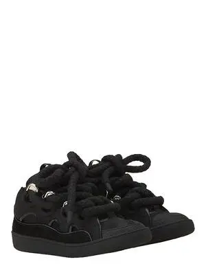LANVIN Leather Curb Snake Sneakers - Black